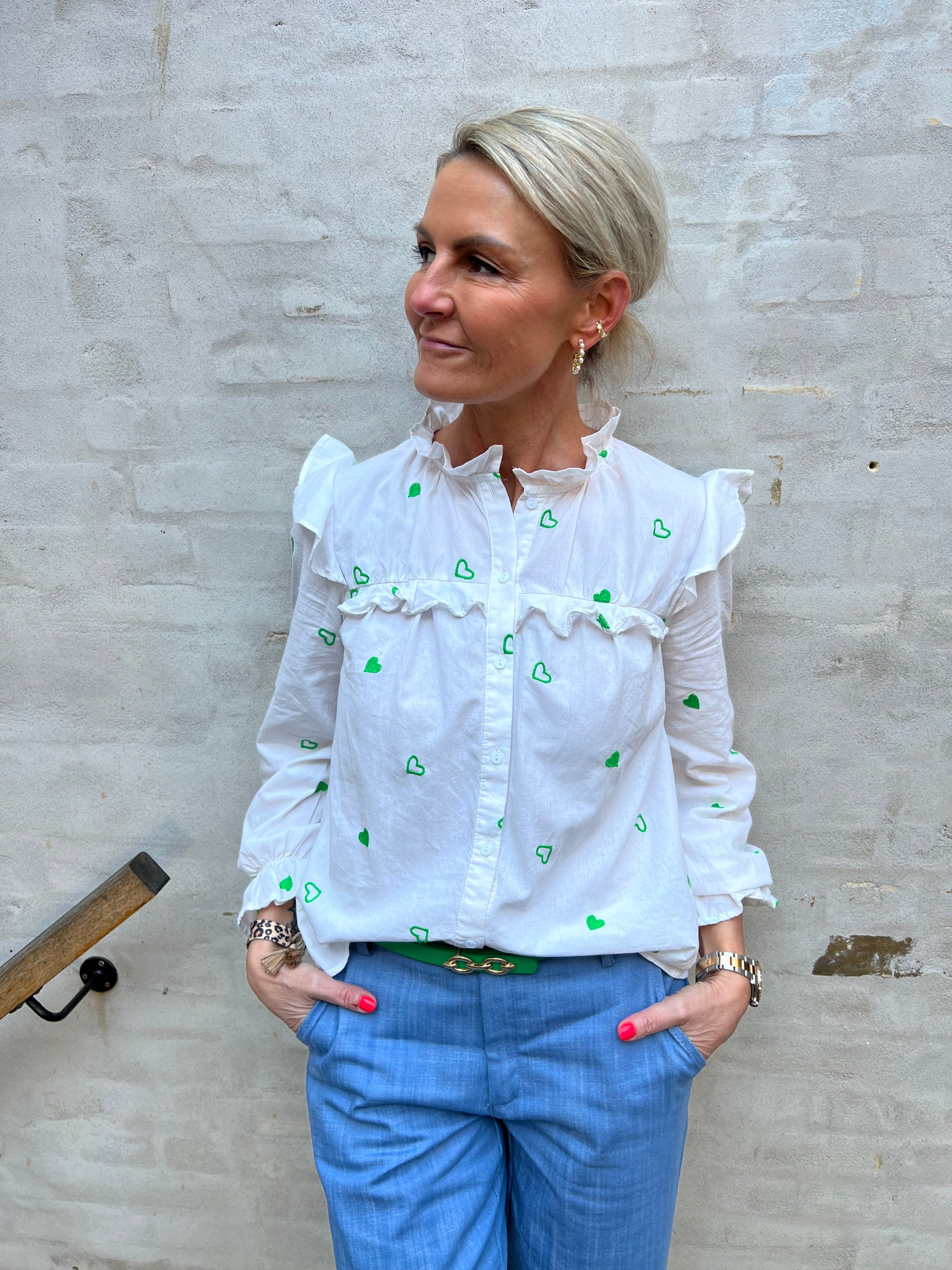 Emilia heart shirt green