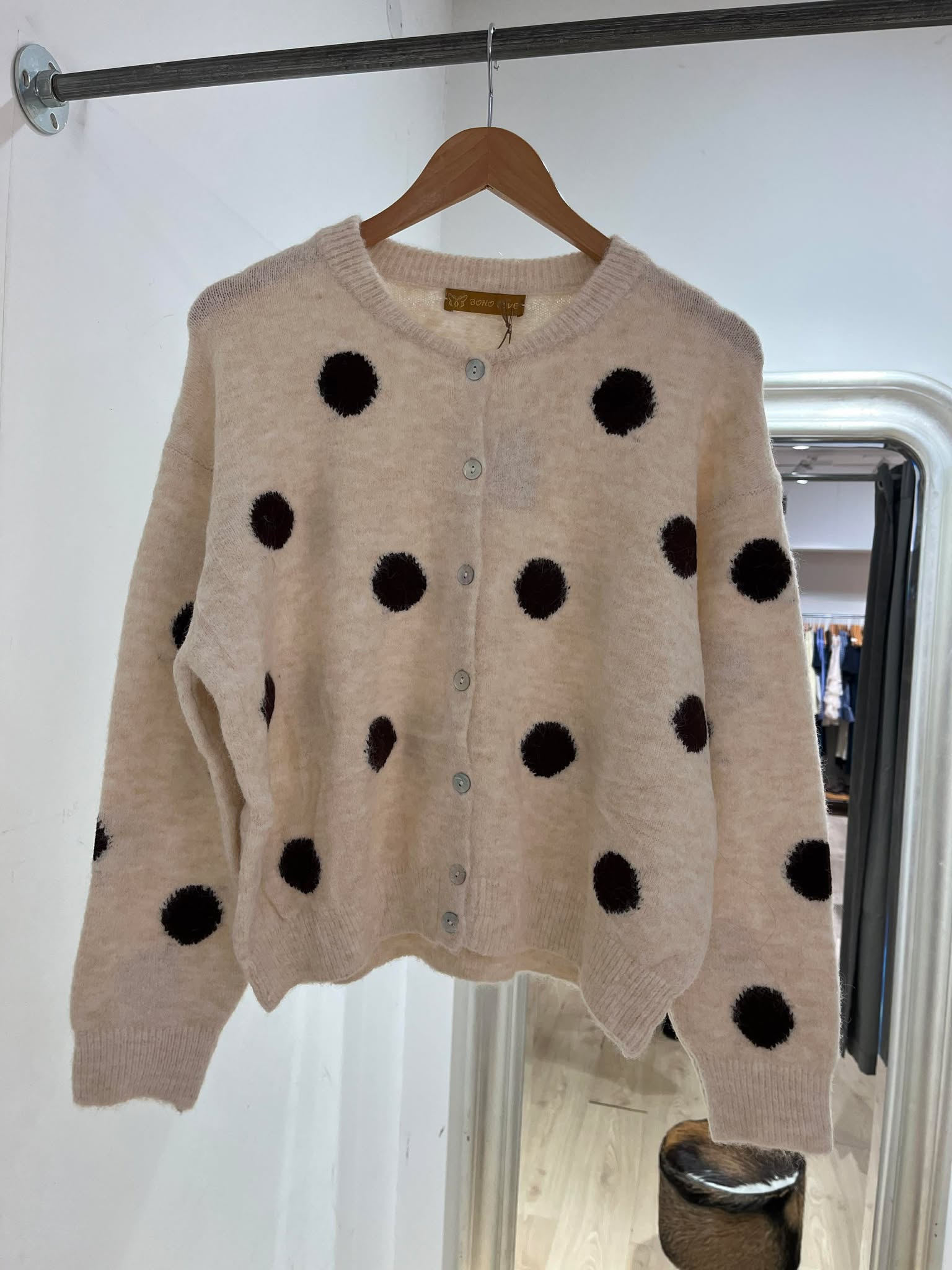 Elvie Dot Cardigan - Beige Dot