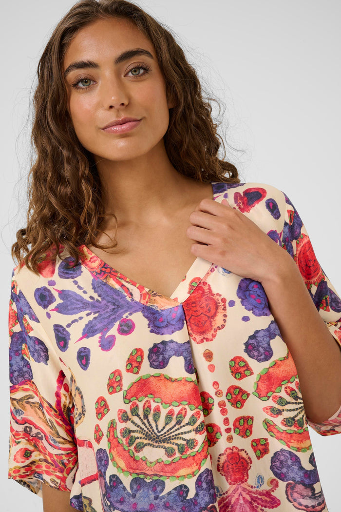 Mandy Blouse - Blue/Pink