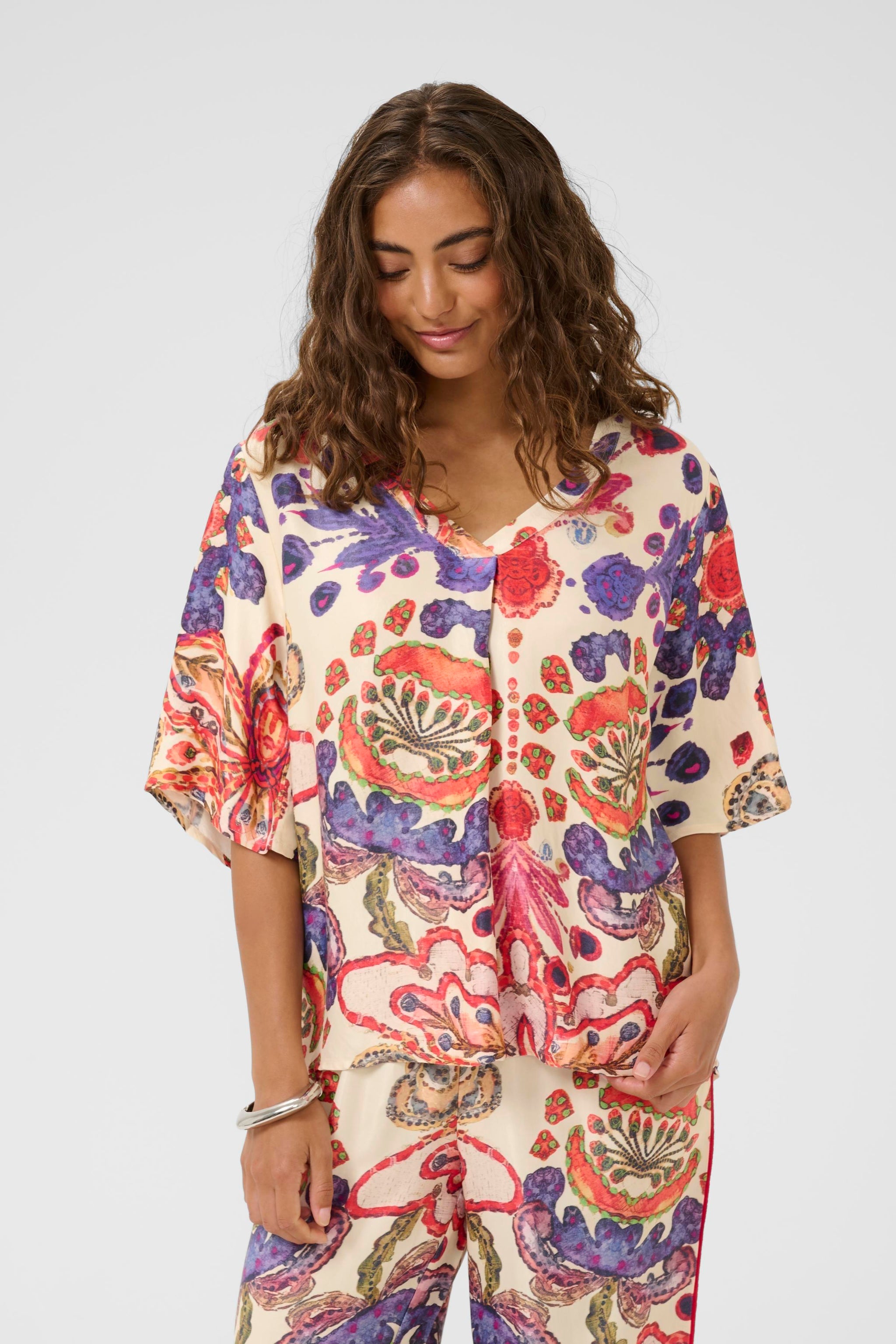 Mandy Blouse - Blue/Pink