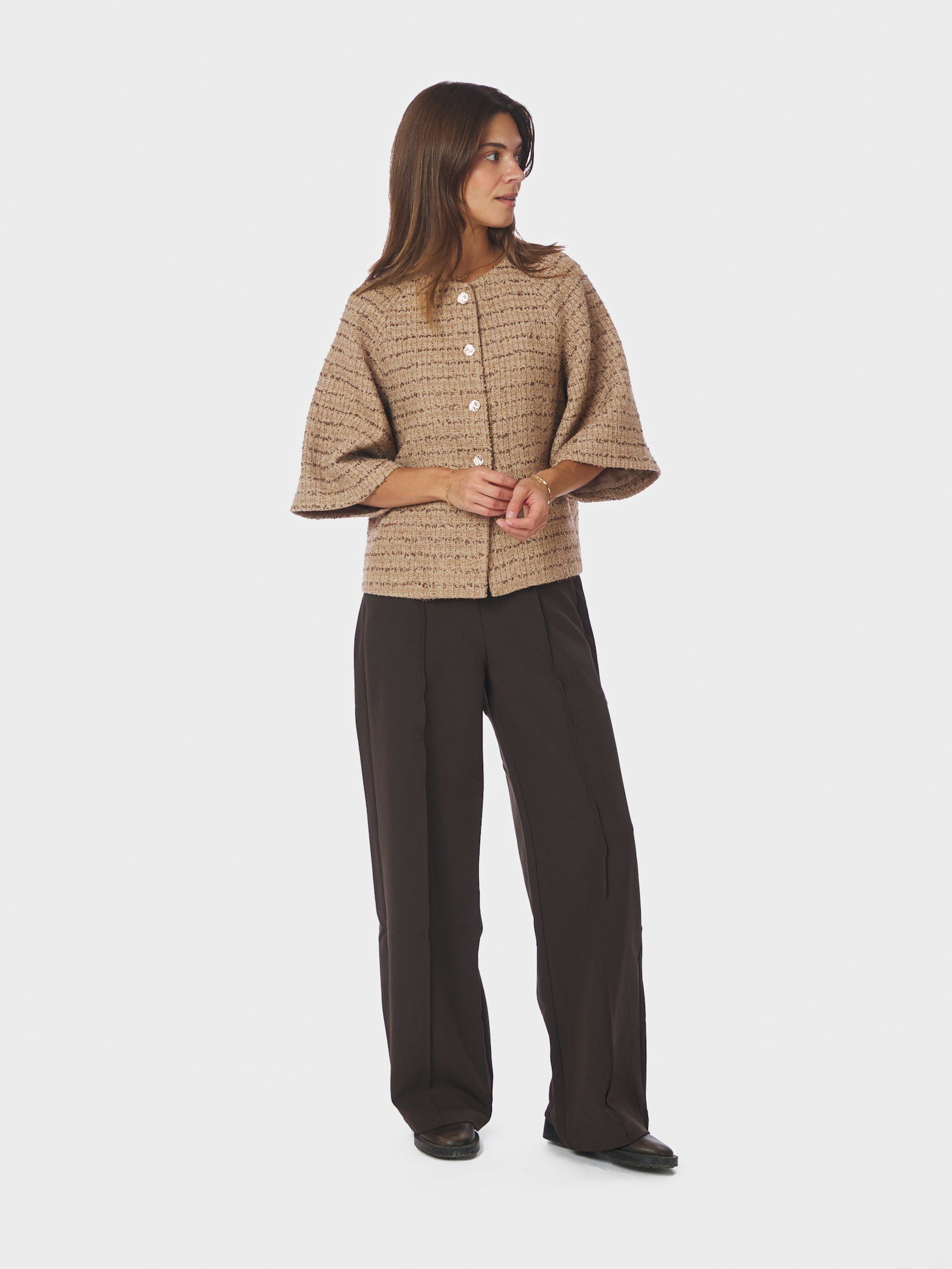 Rosella Boucle Mini Jacket - Taupe